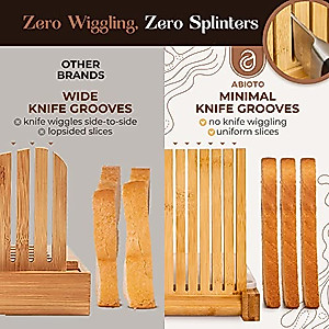Bread Slicer for Homemade Bread (Bamboo) – 4 Different Thickness Options for Even and Consistent Bread Slices - Compact Foldable Bread Slicing Guide with Optimal Knife Grooves
