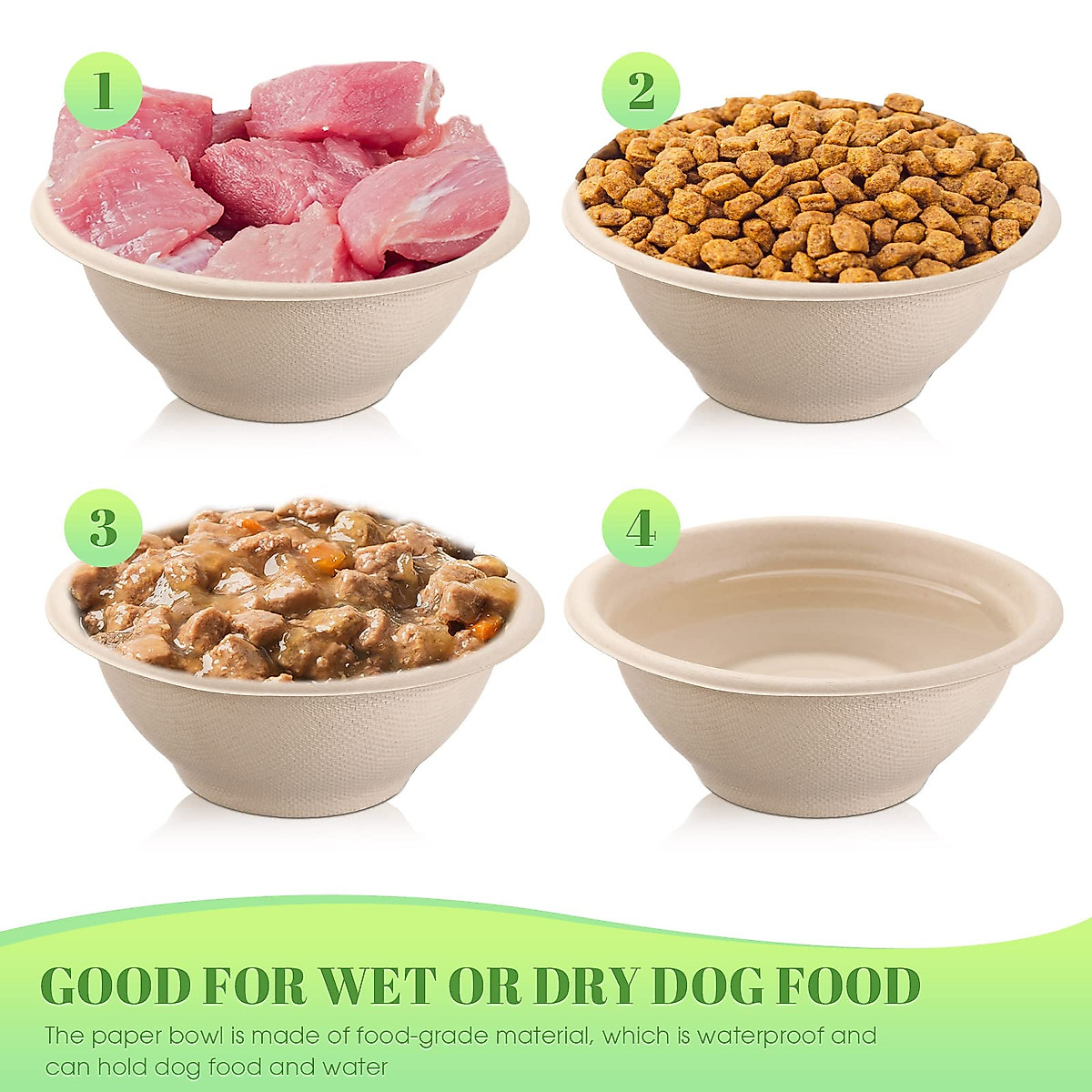 200 Pcs Disposable Pet Bowls Dog Food Bowls Travel Cat Bowls Bulk for Small Dogs Puppy Cat Food Dish Safe Paper Bowls 8 oz Container for Outdoor Small Animal Feeding and Watering Supplies