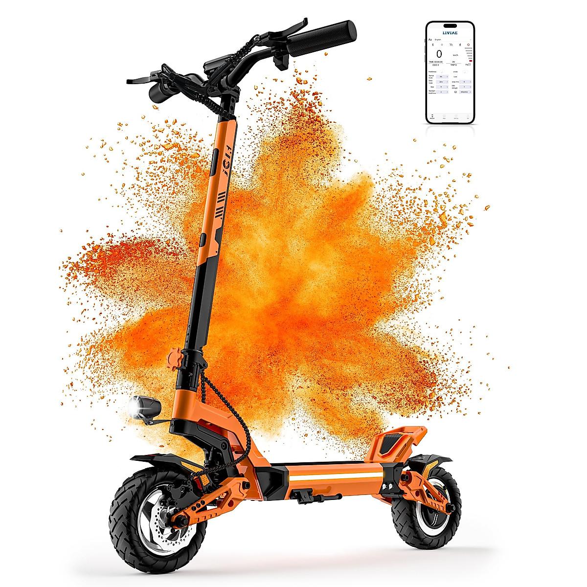 JGH X5 Electric Scooter Adults Max 37mph,48V 20.8Ah Battery,40 Miles Long Range,Vacuum Tire, Power by 1300W, Double Braking System Scooter Electric with NFC LCD Display