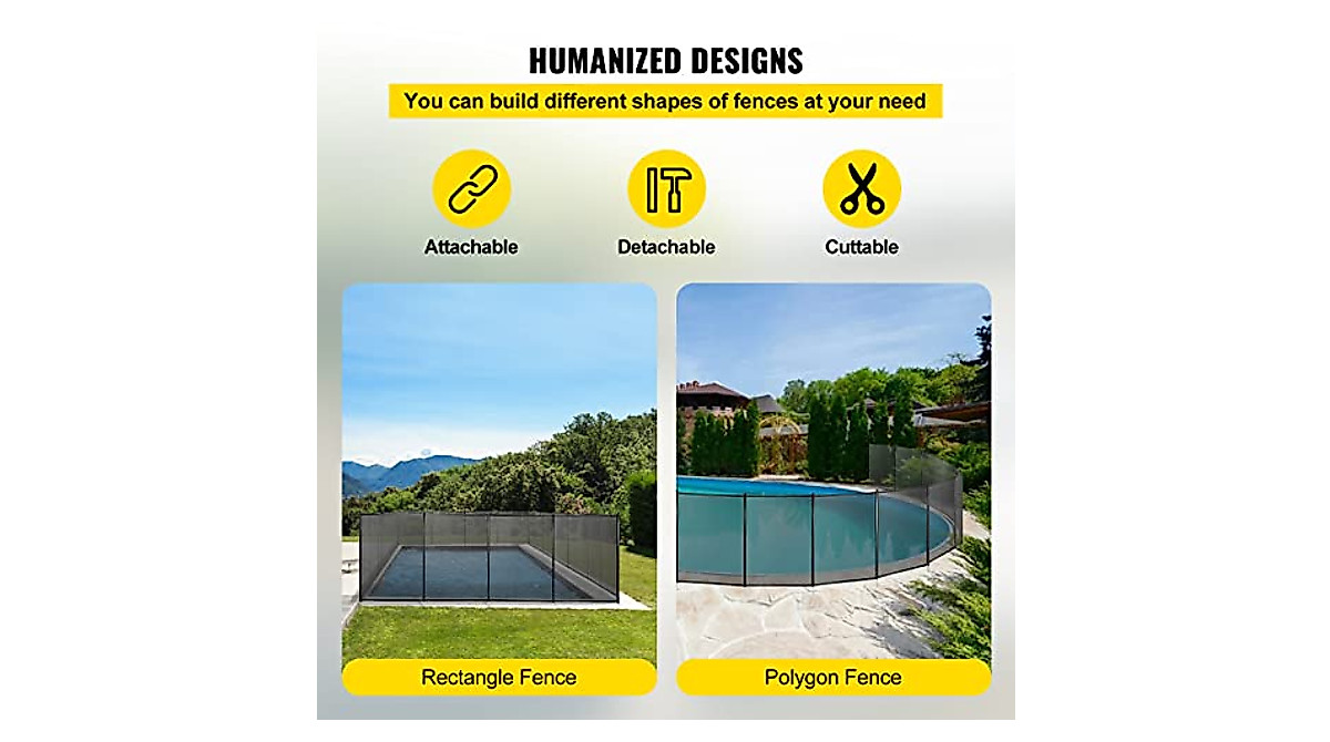 VEVOR Pool Fencing Mesh, 4 x 96 ft Swimming Pool Fence, 1000D PVC Mesh ...