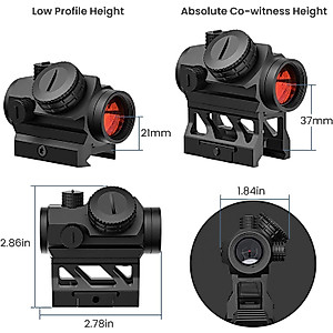 Feyachi V30 2MOA Red Dot Sight Auto On & Off 1x20mm Compact Reddot Optics with Low Profile and Absolute Co-Witness Mount, Flip Up Lens Covers and Anti Reflection Device