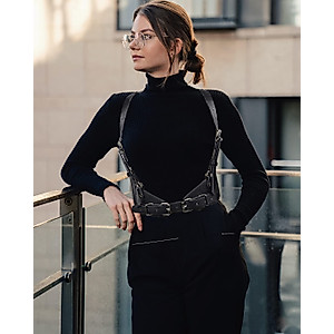 Punk Leather Body Harness for Women, Adjustable Body Chain Belt Rave Party Accessories