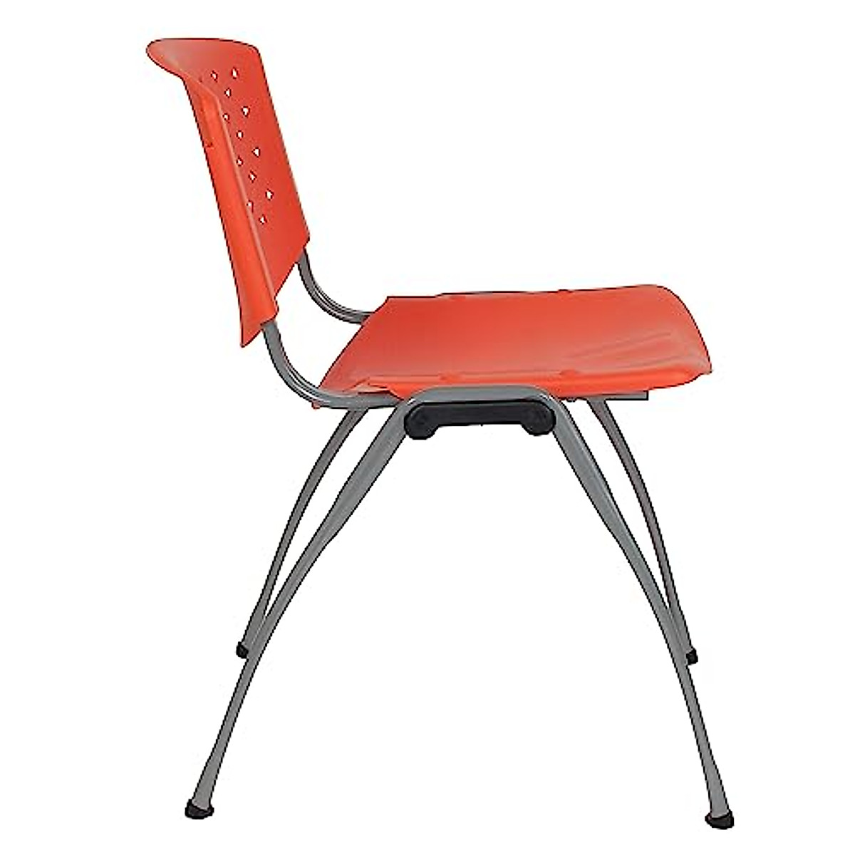 Flash Furniture HERCULES -5 Pack 880 lb. Capacity Orange Plastic Stack Chair | Comfortable Seating with Durable Design