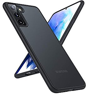 TORRAS Shockproof Galaxy S21 Case (Only), [Military Grade Drop Tested] Translucent Matte Hard Back with Soft Edge Slim Protective Compatible for Samsung Galaxy S21 Case, Black