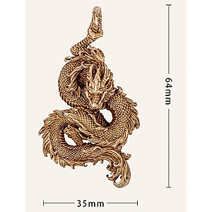 Vintage Style Brass Dragon Design Swivel Snap Hook Key Chain W/Rings Trigger Clip Keyring ( 925 Silcer Horn + Ring + Dragon ), 5.8 x 1.2 x 0.6 inch