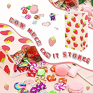 20 Pieces Strawberry Paper Bags Strawberry Party Favor Paper Bags Strawberry Goodie Bags Snake Candy Treat Bags for Strawberry Themed Birthday Party Decoration Supplies