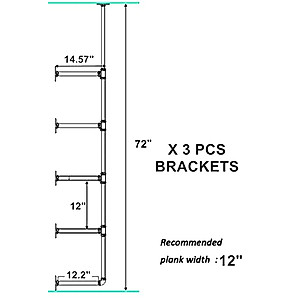 BIXIRAO Industrial Wall Mounted Iron Floating Pipe Shelves/Shelving/Racks/Storage/Bookcases/Brackets, DIY Open Bookshelves/Shelving for Kitchen/Office, Retro Black (5-Tier Shelf Brackets-B)