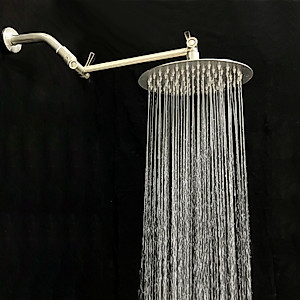 Eolax 8 Inch Shower Arm and Flange, Made of Stainless Steel, Wall-Mounted For Fixed Shower Head and Handheld Showerhead Mounts (8" Chrome)