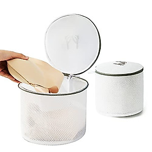 Musgogo Bra Washing Bags for Laundry, Mesh Delicates Bra Laundry Bags for Washing Machine, Large Bras Wash Bag Net Lingerie Undergarment Underwear Protector Bags, Sandwich Fine Mesh (2 Pcs White)