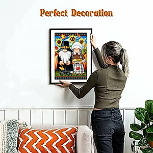 NAIMOER Gnomes Diamond Painting Kits for Adults, Fall Diamond Painting Thanksgiving 5D Sunflowers Diamond Painting Kits Full Drill Diamond Art Love Couple Pics Craft for Home Wall Art Decor 30x40cm