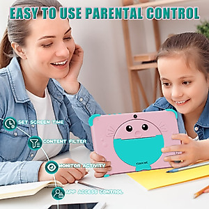 YINOCHE Tablet for Kids 10 Kids Tablet for Toddlers Tablet 32G Kids Learning Tablets for Kids Android Children Tablet WiFi,IPS Touch Screen,Parental Control Dual Camera Kid Tablet YouTube Neflix(Pink)