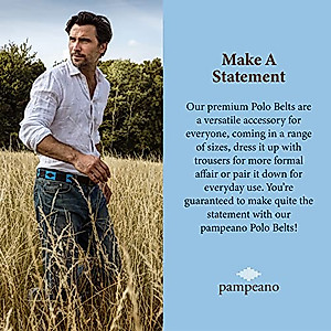 Pampeano Azules Polo Belt | Handmade by Master Artisans | Gift Boxed Argentine Gaucho Belts for Men & Women | Hand Stitched Argentinian Leather | Ideal for Valentines, Father’s Day, Anniversaries