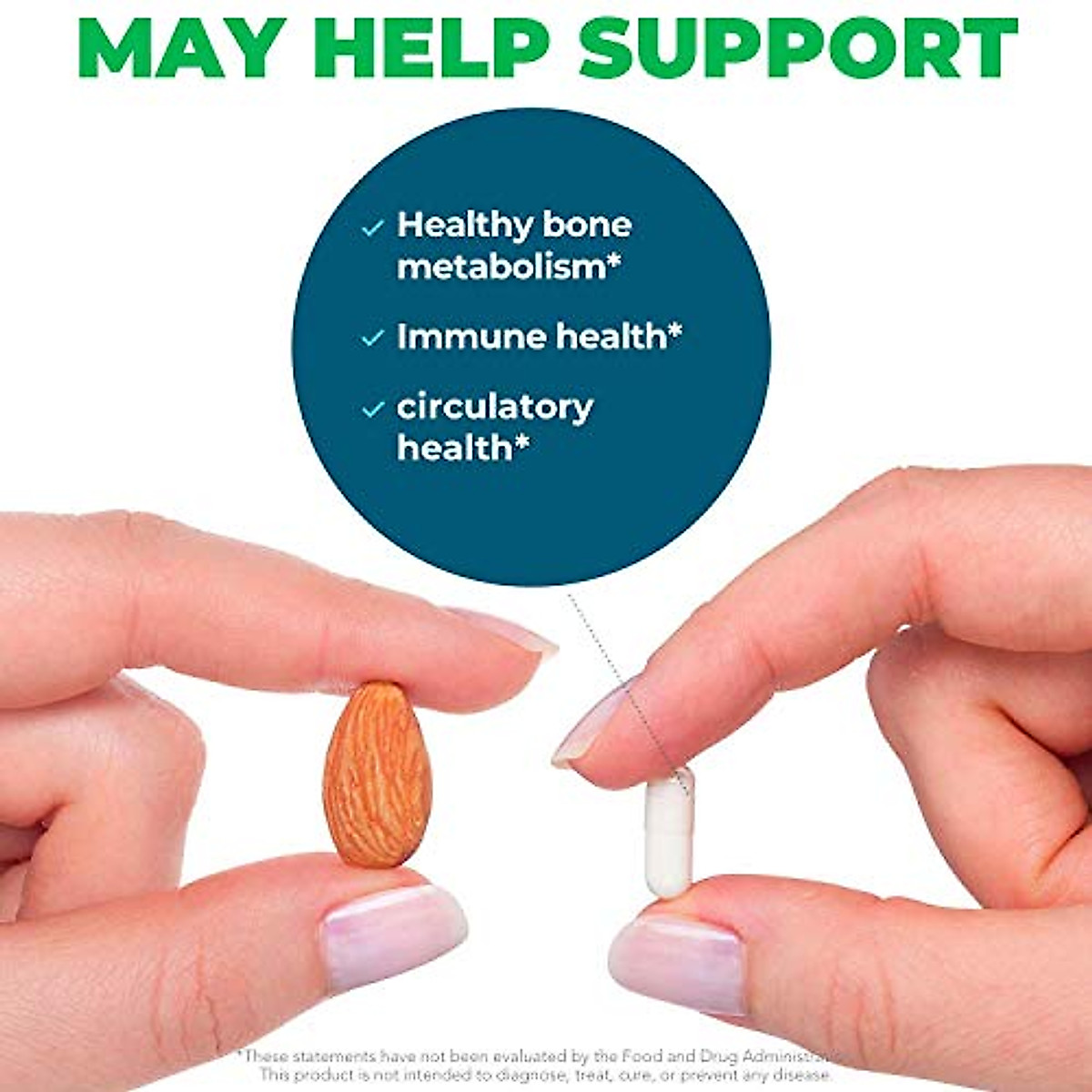 Vitamin D3 + K2 | 5000 IU of D3 (as cholecalciferol) for Optimal Calcium Absorption | 100 mcg of K2 (as menaquinone-7) for Circulatory Health | Supports Bone & Immune Health | 60 Vegetarian Capsules