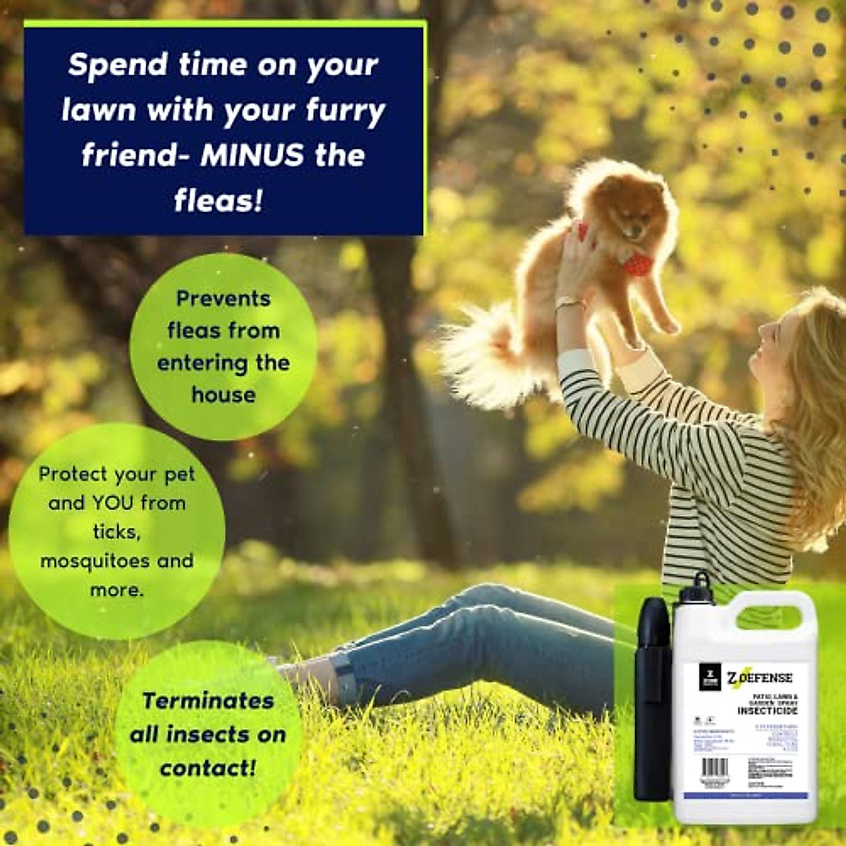 Z-Defense Patio, Lawn and Garden Spray Permethrin Insecticide, Gallon with Battery Operated Wand/Sprayer. Permethrin Based Pesticide Kills Ticks, Fleas, Flies, Spiders, Ants and Mosquitoes.