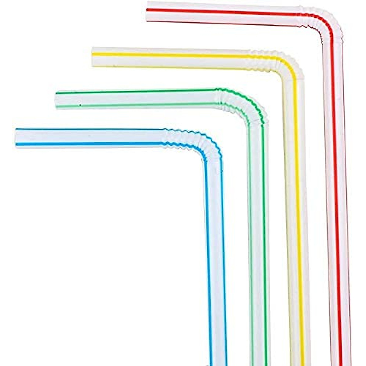 500 Pcs 8.27 Inch Colorful Flexible Plastic Drinking Straws,Individually Wrapped , Bendable,Disposable,Thick Straw for Party, for Use with Any Jumbo Cup or Water Bottle,BAP Free, Dia 0.24inch