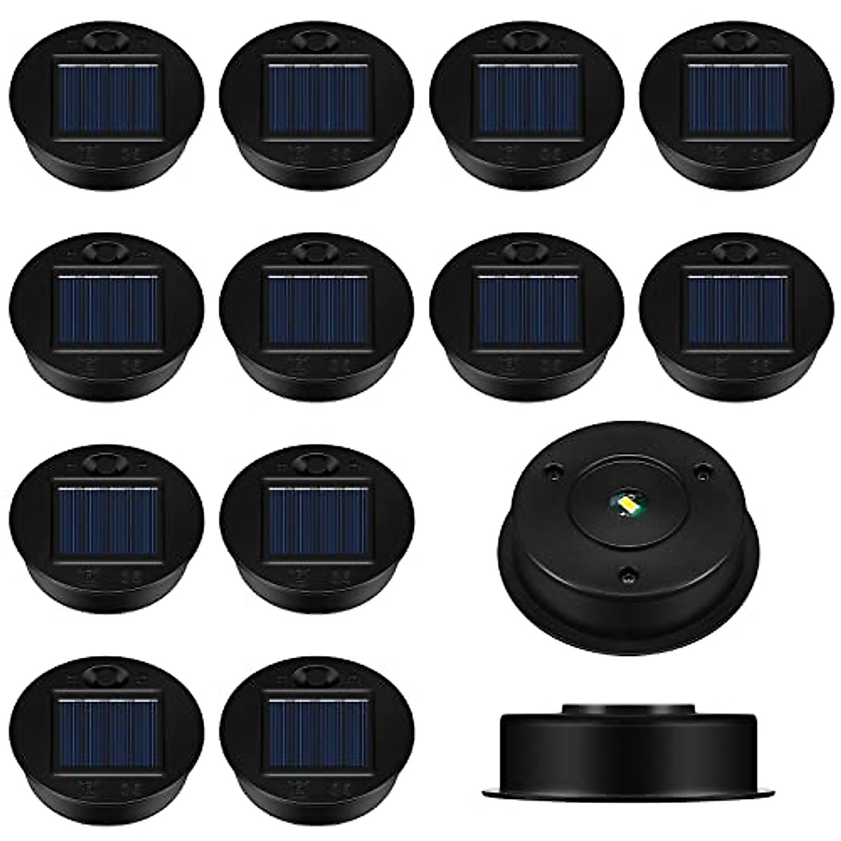 12 Pack Replacement Solar Light Parts Solar Light Replacement Tops Waterproof LED Solar Panel Lantern Lid Light Outdoor Solar Light Replacement Top Kit for Hanging Lanterns Patio Decor (2.76 in)