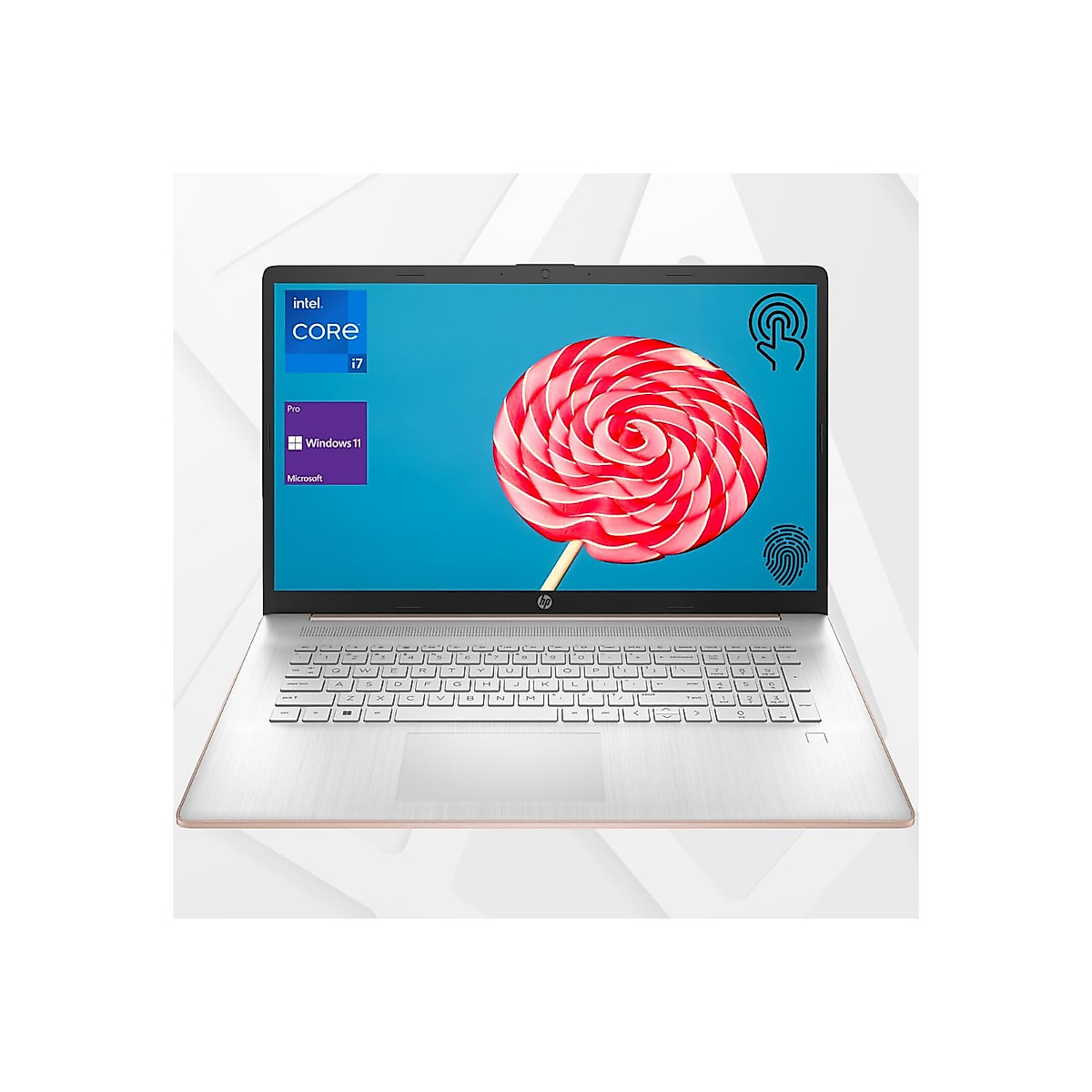 HP 2023 Essential 17t Business Laptop, 17.3" HD+ Touchscreen, Intel Core i7-1355U, 64GB RAM, 2TB SSD + 2TB HDD, HDMI, Backlit Keyboard, Fingerprint Reader, Wi-Fi 6, Windows 11 Pro, Pale Rose Gold
