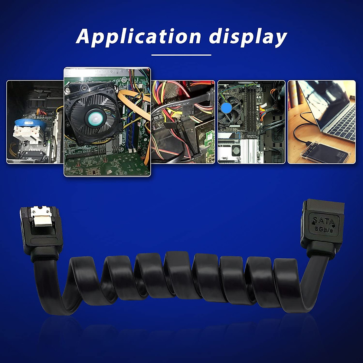 DaFuRui 12-Pack SATA III Cable，SATA III 6.0 Gbps Data Cable Straight Black with Locking Latch 16 Inches SATA Cable Pack for HDD、SSD、CD and DVD Drives