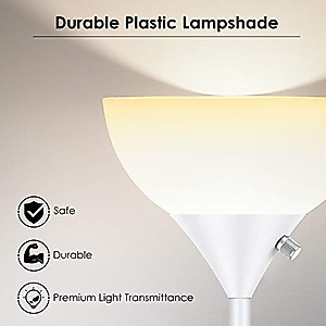 BoostArea Floor Lamp, Standing Lamp, 9W LED, Energy Saving, 50,000hrs Long Lifespan, 3000K Warm White, Eye-Caring,Torchiere Floor Lamps for Living Room,Bedroom,Office,Reading, White Floor Lamps