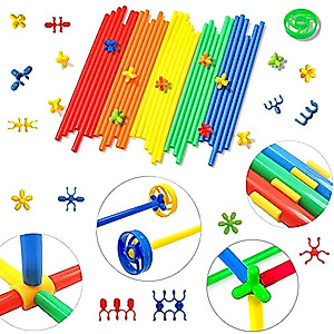 Haninsuze Straw STEM Building Toys 480 pcs Interlocking Plastic Educational Toys Engineering Building Blocks -Fun- Educational- Safe for Kids- Develops Motor Skills-Construction Blocks