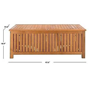 SAFAVIEH PAT7037A Outdoor Collection Abri Teak 47.63" Cushion Deck Box