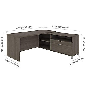 Bestar L Shaped Computer Desk with Storage, 72-inch Corner Desk with Storage, Desk for Office