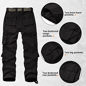 Alfiudad Womens Cargo Pants with Pockets, Women's Casual Military Army Hiking Combat Tactical Work Pants Trousers,Black,27(US 4)