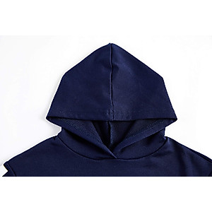 Meikulo Crop Tops Hoodies for Teen Girls Clothes Kids Cute Shirts Long Sleeve Fashion Sweatshirts and Sweatpants 2 Piece Outfits Sweatsuit Clothing Sets Navy Blue, 11-12 Years