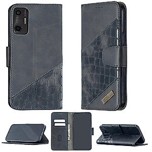 jioeuinly Vortex ZG65 Case Compatible with Vortex ZG65 Phone Case Cover Flip Stand Cover Stitching Style Wallet Case BF04 Black