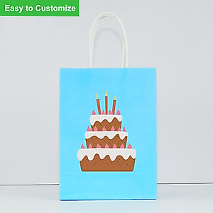 25pcs Paper Bags with Handles. Small Gift Bags Party Favor Bags Goodie Bags Shopping Bags. Light Blue Gift Bags with Handles Bulk for Birthday Wedding Retail Business Festivals Arts DIY Crafts