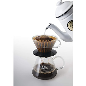 Kalita Wave Pour Over Coffee Dripper, Size 185​, Makes 16-26oz, Single Cup Maker, Heat-Resistant Glass, Patented & Portable,black