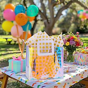 VUOJUR 11'' Holographic Gift Bag Medium Size with Tissue Paper Reusable Birthday Gift Bag for Women Girls Iridescent Bachelorette Wedding Bridal Bridesmaid Tote Gift Bag