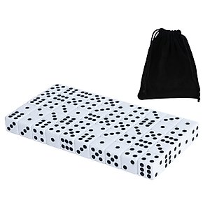 50 Pack 16MM White Dice - Six Sided Standard Opaque White Dice with Black Pips Dots for Board Games