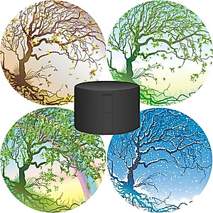 Patio Furniture Cover Waterproof 73" D x 43" H, 420D Oxford Cloth Cover Outdoor Table and Chair Covers, Heavy Duty Round Table Cover, Large Furniture Protector with Air Vent and Handles