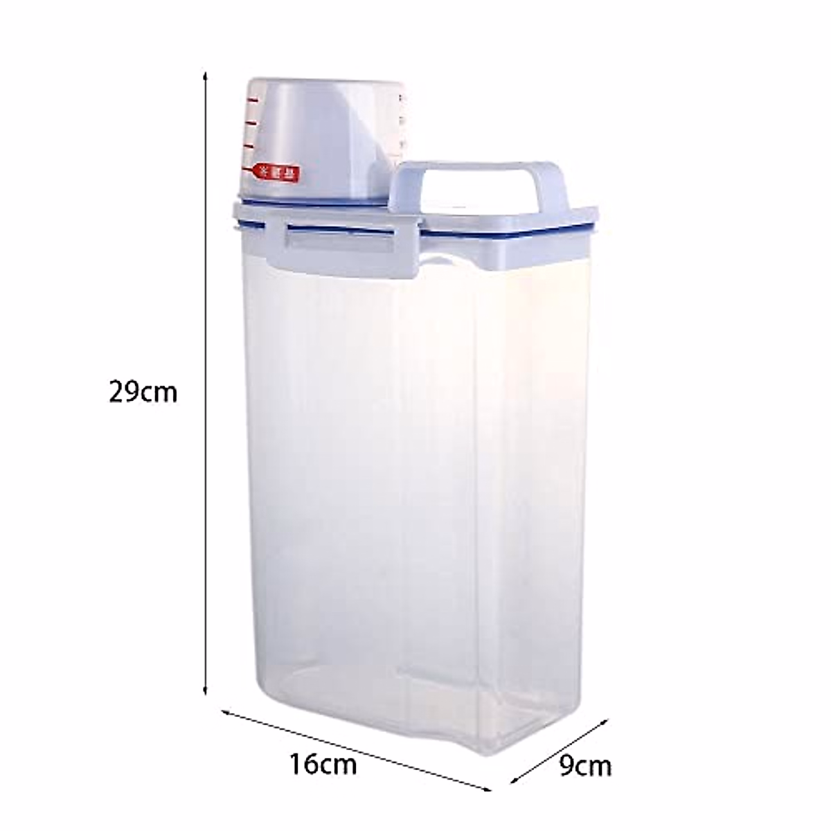 Rice Storage Box With Measuring Cup, Portable Rice Box Rice Cylinder Water-Proof Household Powder Jar Bean Flour Barrel