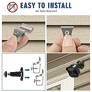 (10 Pack) Blink Outdor Camera Mount Vinyl Siding Clips Hooks,No-Hole Needed Outdoor Siding Hanger for Mounting Wyze Cam/Ring/arlo Home Security Camera, Weatherproof Stainless Steel Blink Siding Mount