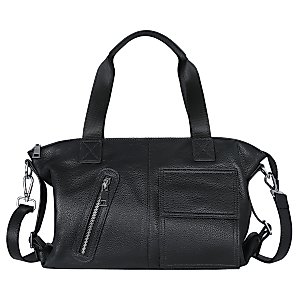 Iswee Leather Handbags for Women Black Satchel Bag Ladies Purses Shoulder Bag Tote Crossbody Travel Bags (Black)