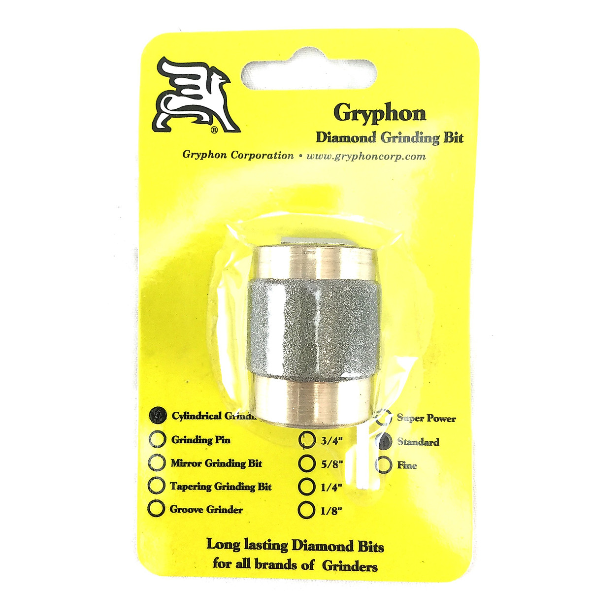 Gryphon 1 Inch Diamond Coated Mirror Grooved Grinder Bit