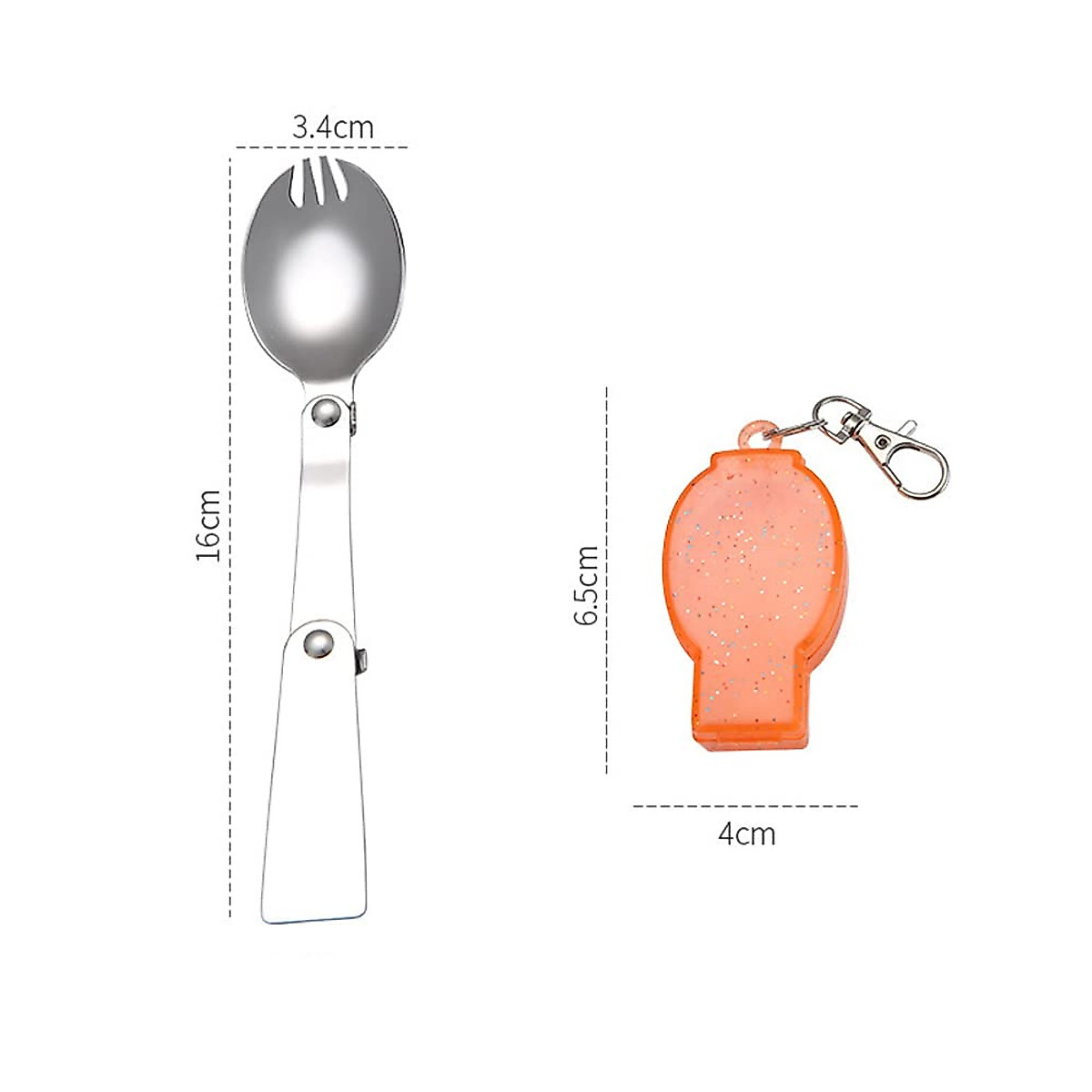 luzen 3Pcs Stainless Steel Spork 2 in 1 Folding Portable Travel Spoon Fork Flatware Cutlery with Carrying Case and Keychain for Travel Camping Hiking and Other Outdoor Activities