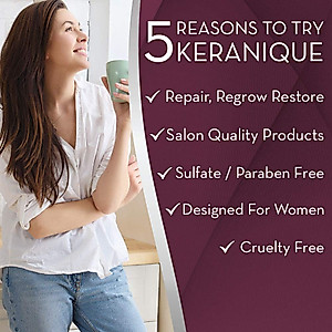 Keranique Hair Growth Anti Thinning Scalp Stimulating Shampoo, Sulfate Free, Parabens Free and infused Keratin Amino Complex, 4.5 Fl Oz