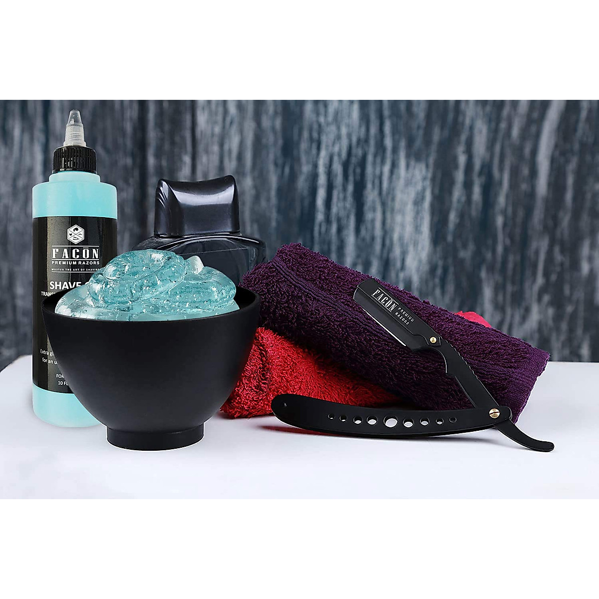 Facón Transparent Non-Foaming Clear Shave Gel with Skin Soothing Aloe Vera, Cooling Menthol Peppermint Oil, Sandalwood Oil Scent - Extra Glide for an Ultra-Clean Smooth Shave (10 fl oz / 296 ml)