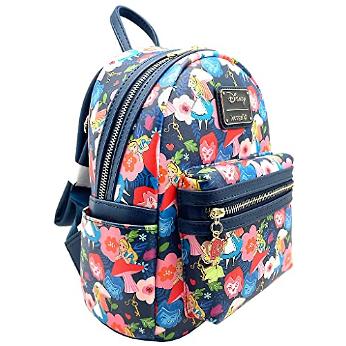Loungefly X LASR Exclusive Disney Alice in Wonderland Golden Afternoon AOP Mini Backpack - Fashion Cute Purses Backpacks