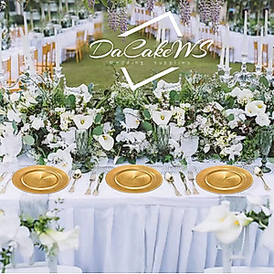 DaCakeWS Metallic Round Charger Plates 10PCS, 13inch Plastic Beaded, bulk wedding, Dinner, Party, Event, Decoration( Gold 10)
