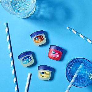 Vaseline Lip Therapy Rosy Lips Mini, Pure Petroleum Jelly, Advanced Moisture, Light Rose Fragrance, Sheer Pink Tint on Lips, Mini Vaseline Petroleum Jelly, Soft Vaseline Lips (Pack of 6-0.25 Oz Ea)