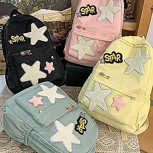 STRGZR Kawaii Cute Backpack, Aesthetic Y2K Retro Star Graphic Harajuku Backpack Laptop Backpack Travel Casual Daypack (Pink)