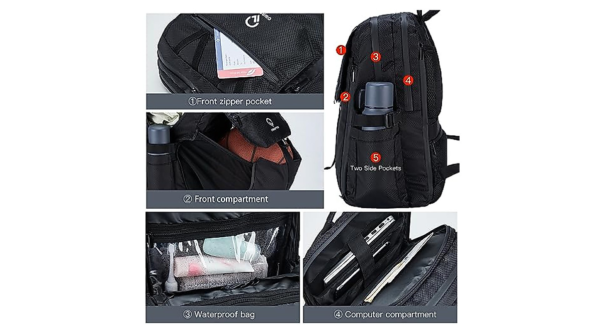 Travel Laptop Backpack with USB Charger - Water-Resistant & Durable