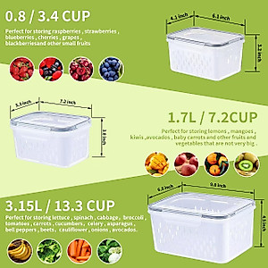 Saymkpesd Fruit Storage Containers for Fridge, Multipurpose Leak Proof Fridge Organizers and Storage with Strainer Fresh Keeper Vegetable Storage Containers for Produce Berry Meat BPA Free