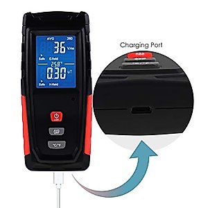 Digital EMF Tester Electric and Magnetic Field Radiation Detector Temperature Measure with Color-Screen Display and Rechargeable Battery Handheld Tool