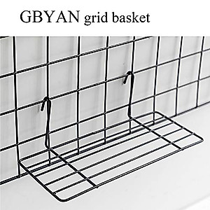 GBYAN Grid Wall Basket Wall Grid Accessories Wire Straight Shelf with Hooks Wall Organizer for Grid Panel Board, 2 Pack