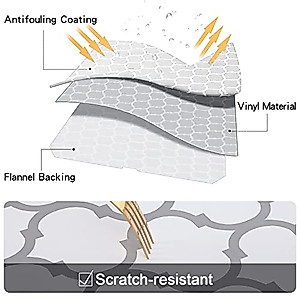 smiry Rectangle Table Cloth, Waterproof Vinyl Tablecloth with Flannel Backing for Rectangle Tables, Wipeable Spillproof Plastic Tablecloths for Dining, Camping, Indoor and Outdoor (60" x 84", White)